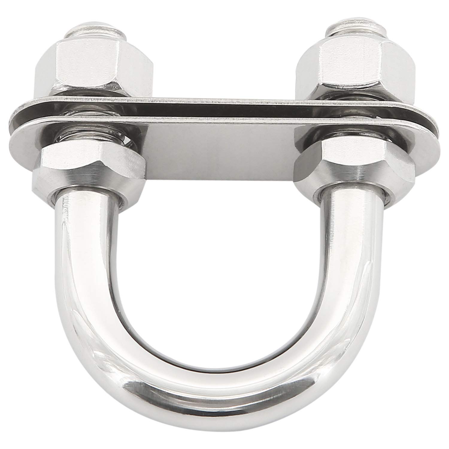 NovelBee 2pcs of Stainless Steel Stern Bow Eye Tie Down U Bolt with Hex Nuts and washers,Stock Dia. 3/7",Thread Length 1-1/4",Overall Length 3"
