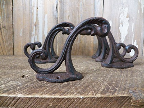 Coat Hat Hooks Cast Iron Lot Set of 6 Double Hook 3.5 Inch Antique Vintage Style