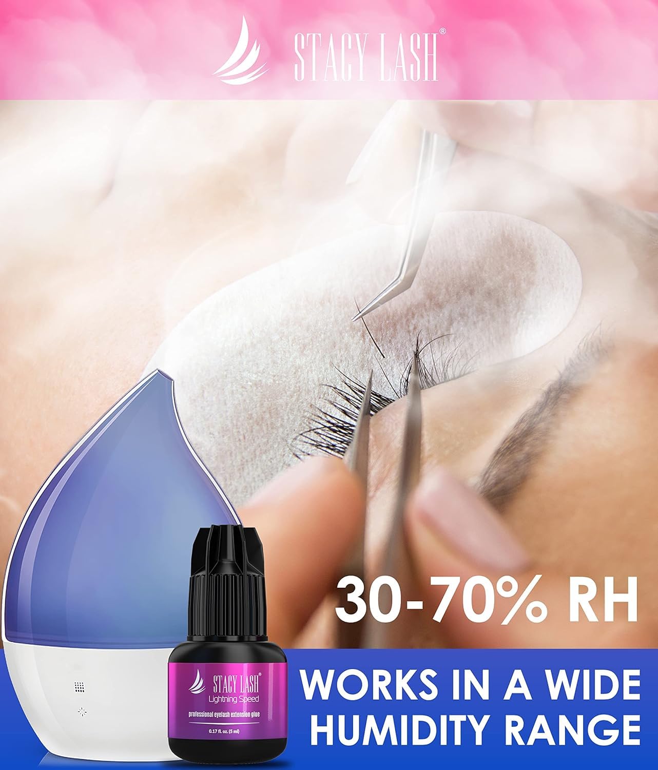 Lightning Speed Eyelash Extensions Glue β Stacy Lash 5ml /0.17 fl.oz / 0.3 Sec Dry/Retention β 6-8 Weeks/Black Adhesive/Professional Supplies