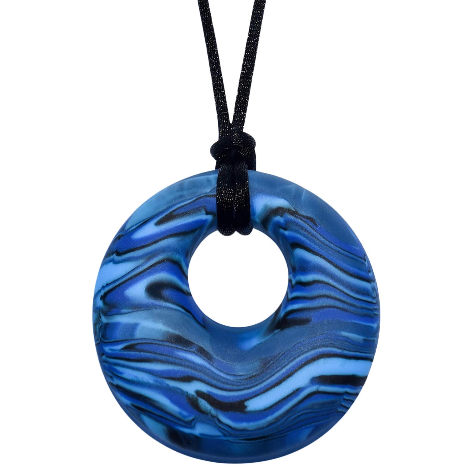 Munchables Scribbles Sensory Chew Necklace – Chewy Fidget Toy for Adults, Teens, Boys and Girls (Navy)