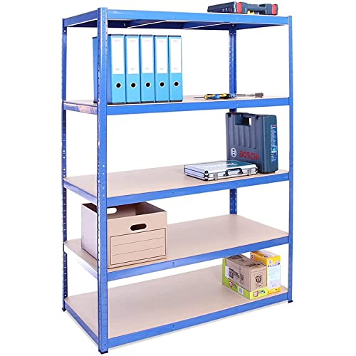 G-Rack 71" H x 47" L x 24" W Garage Storage Shelving Unit - Metal Shelf - Built to Last Storage - Heavy Duty 5 Tier Storage Shelf - Blue Shelving Unit Free Bay Connectors - 5-Year Support