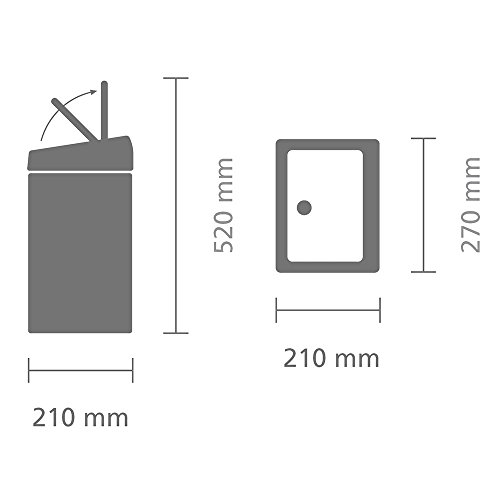 Brabantia Rectangular Touch Bin, 10 L - Brilliant Steel
