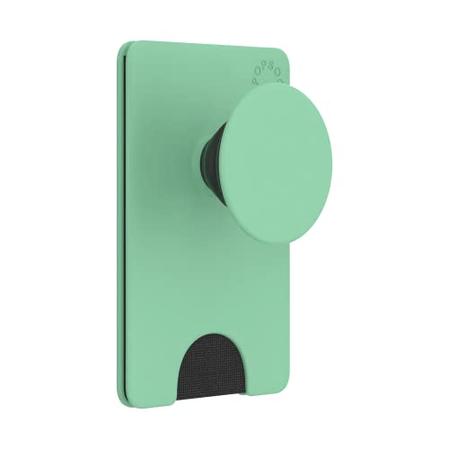 PopSockets PopWallet+ with Swappable PopTop: Phone Grip, Phone Stand, and Wallet for Cards, Removable, Ultra Mint