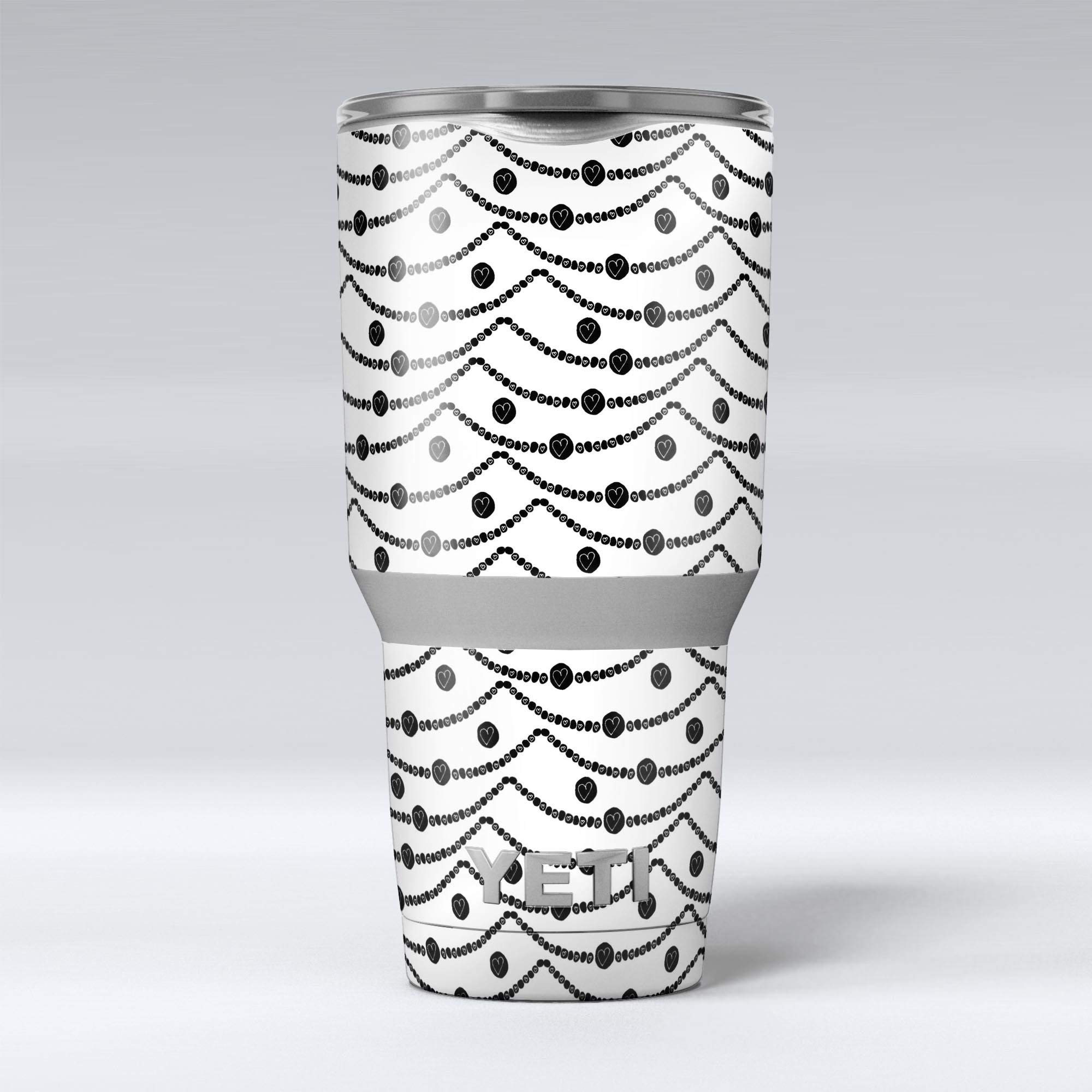 Design Skinz Slate Black Tiny Hearts on Powerlines - Skin Decal Vinyl Wrap Kit Compatible with The Yeti Rambler Cooler Tumbler Cups