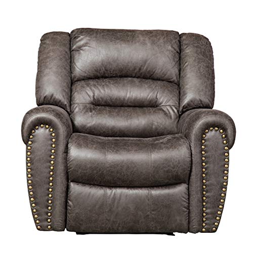 ANJ Electric Recliner Chair W/Breathable Bonded Leather, Classic Single Sofa Home Theater Recliner Seating W/USB Port (Smoky Gray)