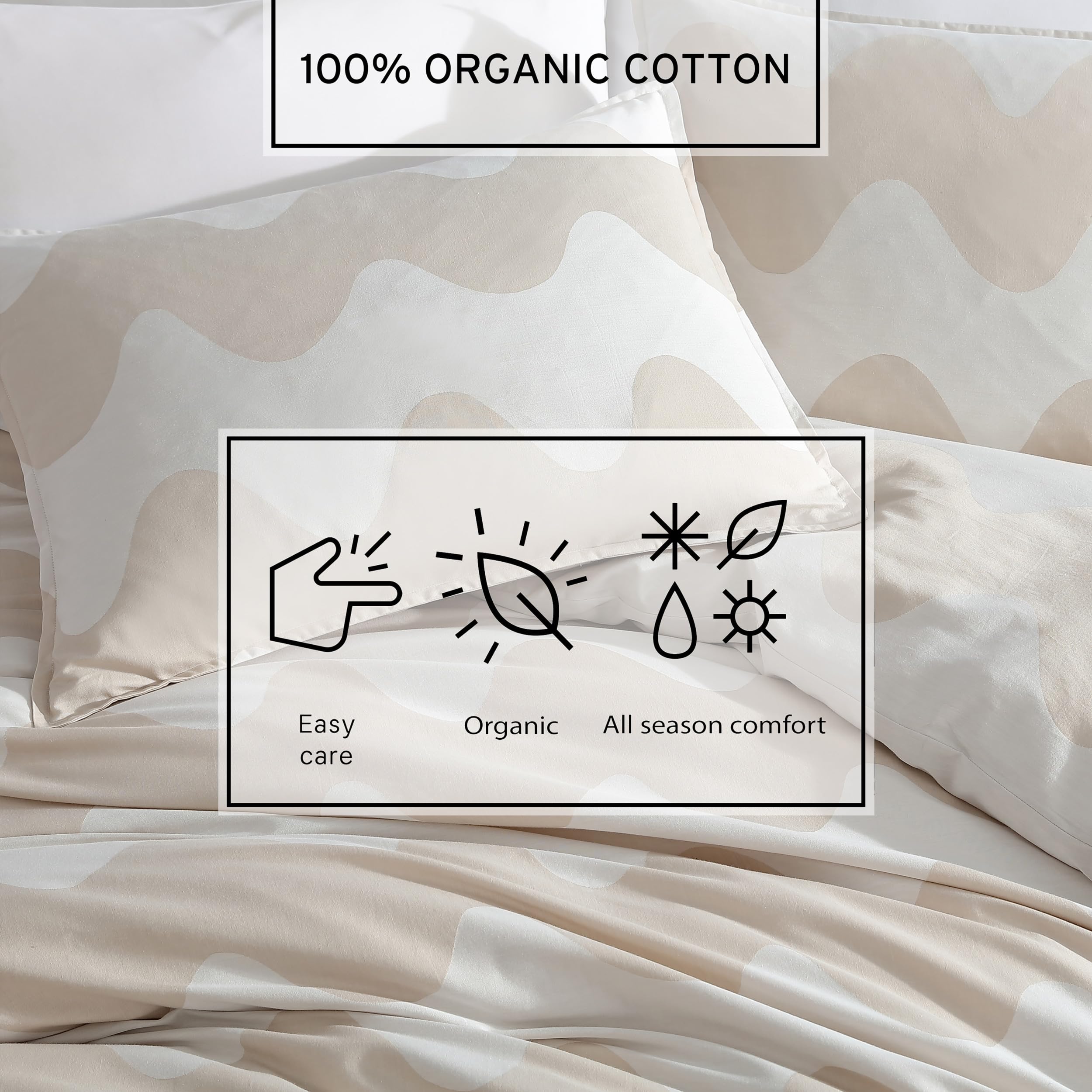 Marimekko - King Duvet Cover Set, Organic Cotton Bedding with Matching Shams, Luxury Home Decor, GOTS Certified (Lokki Beige, King)