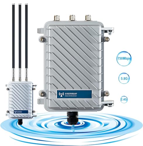 KuWFi Outdoor Wireless WiFi Access Point 11AC 750Mbps Dual-Band 2.4G/5.8G Antennas Waterproof Base Station AP Support Wireless AP/WiFi Repeater