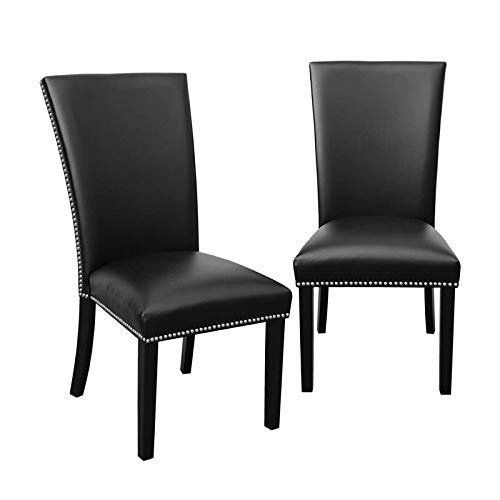 BOWERY HILL Marble Top Rectanglular 7 Piece Dining Set in Black