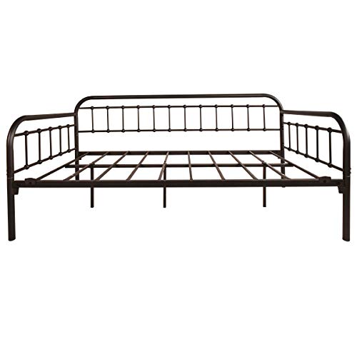 Metal Daybed Frame Heavy Duty Metal Slats Sofa Bed Platform Mattress Foundation Twin Day Bed Black Sanded Color