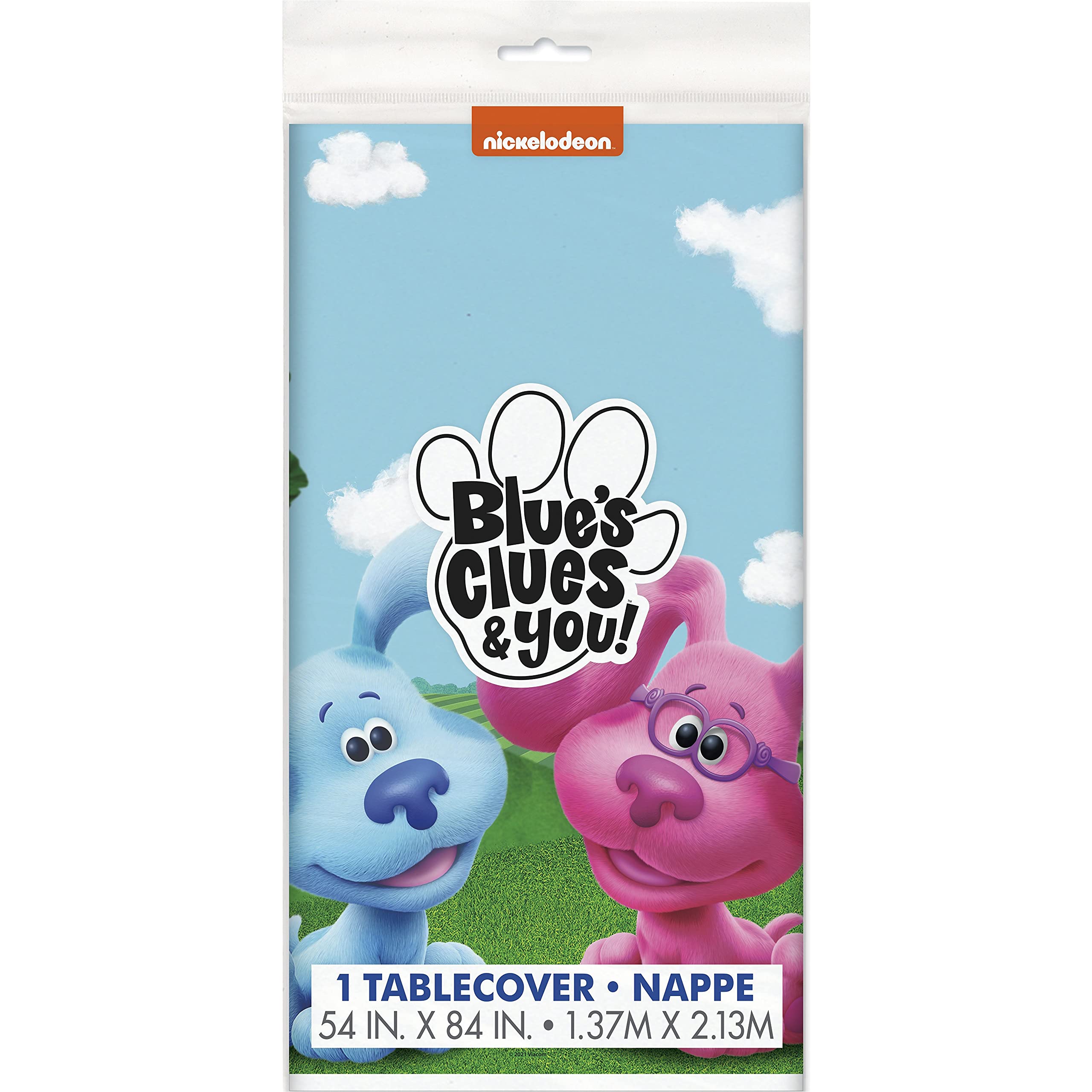 Vibrant Blue's Clues Multicolor Table Cover - 54" x 84" (1 Pc.) - Durable Rectangular Plastic Tablecloth - Perfect Kids Party Decor