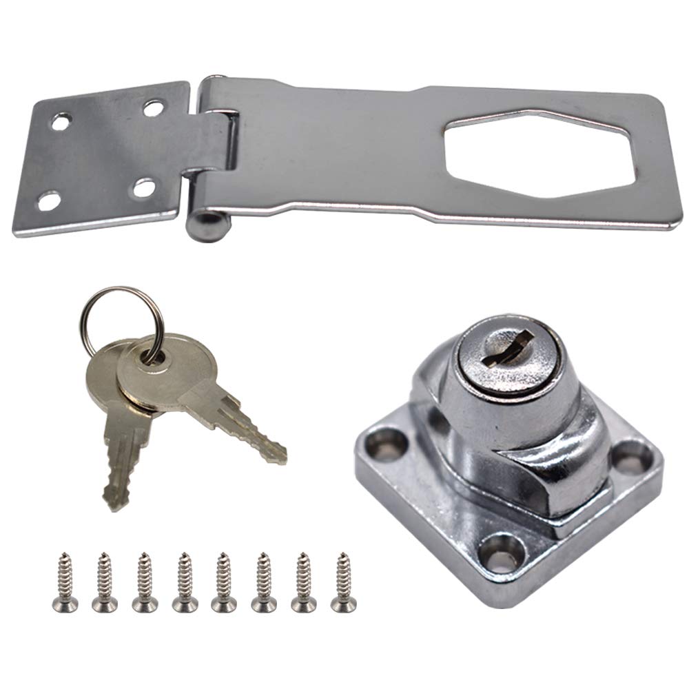 2Pcs Keyed Hasp Locks 4β x 1-5/8β Catch Latch Safety Lock Door Lock with Key