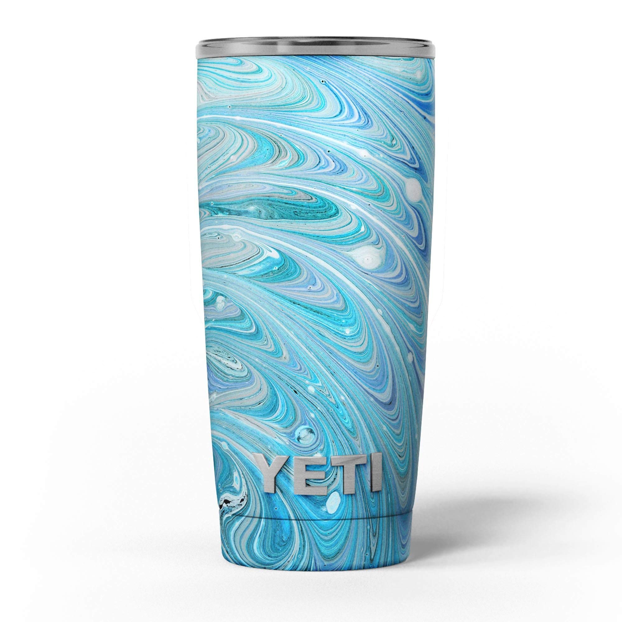 Design Skinz Mixed Blue Oil - Skin Decal Vinyl Wrap Kit Compatible with The Yeti Rambler Cooler Tumbler Cups