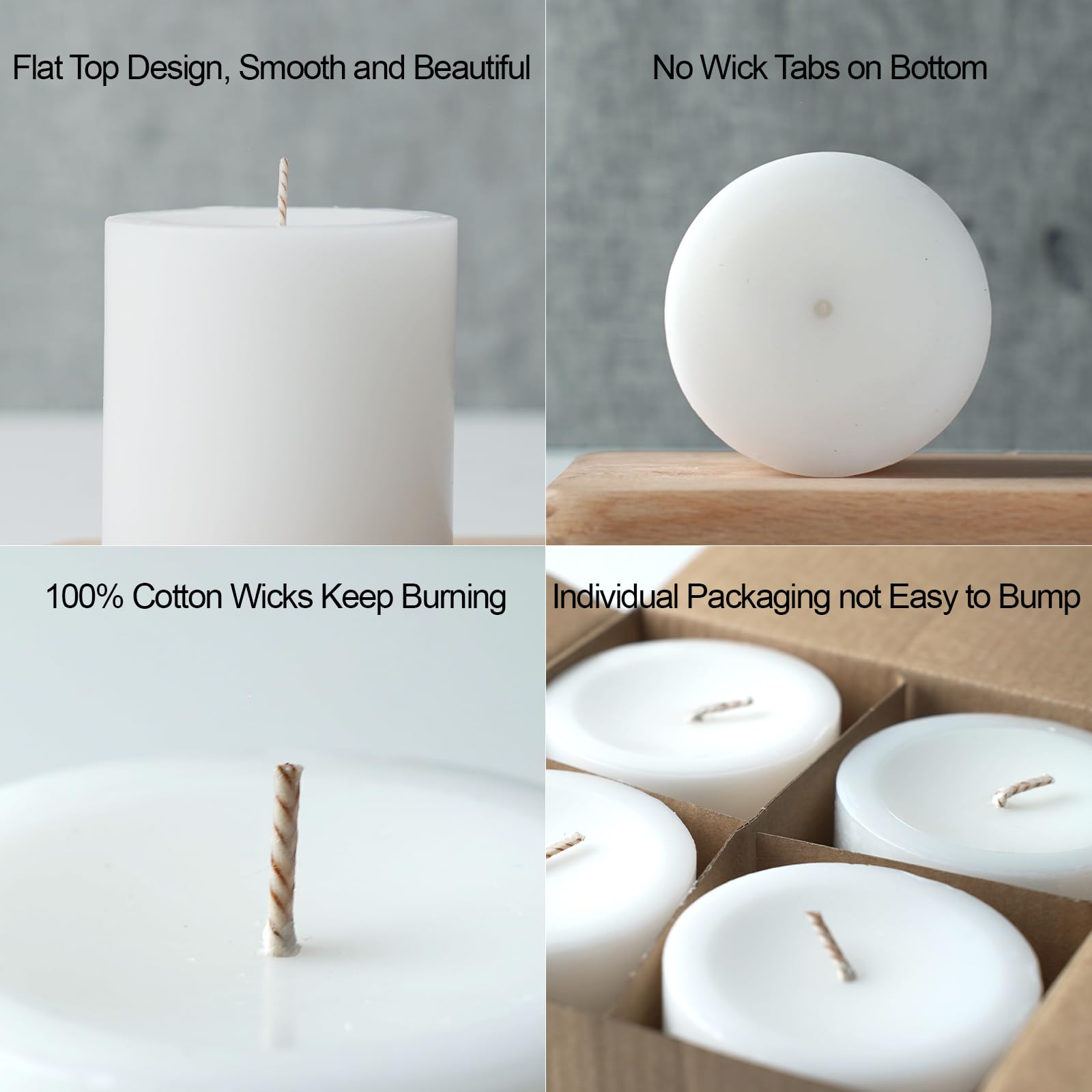 Pillar Candles - 6 Count, 2.8x3 inch | 30 Hours Burning,Ivory Unscented Pillar Candles - Dripless Candles Pillar Perfect for Wedding, Parties, Spas, Home Gatherings and Dinner
