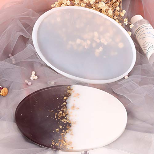 ARTIBETTER Pack of 3 Silicone Resin Tray Molds Oval Shaped Crystal Epoxy Platter Molds Coaster Resin Casting Molds for DIY Desktop Decoration