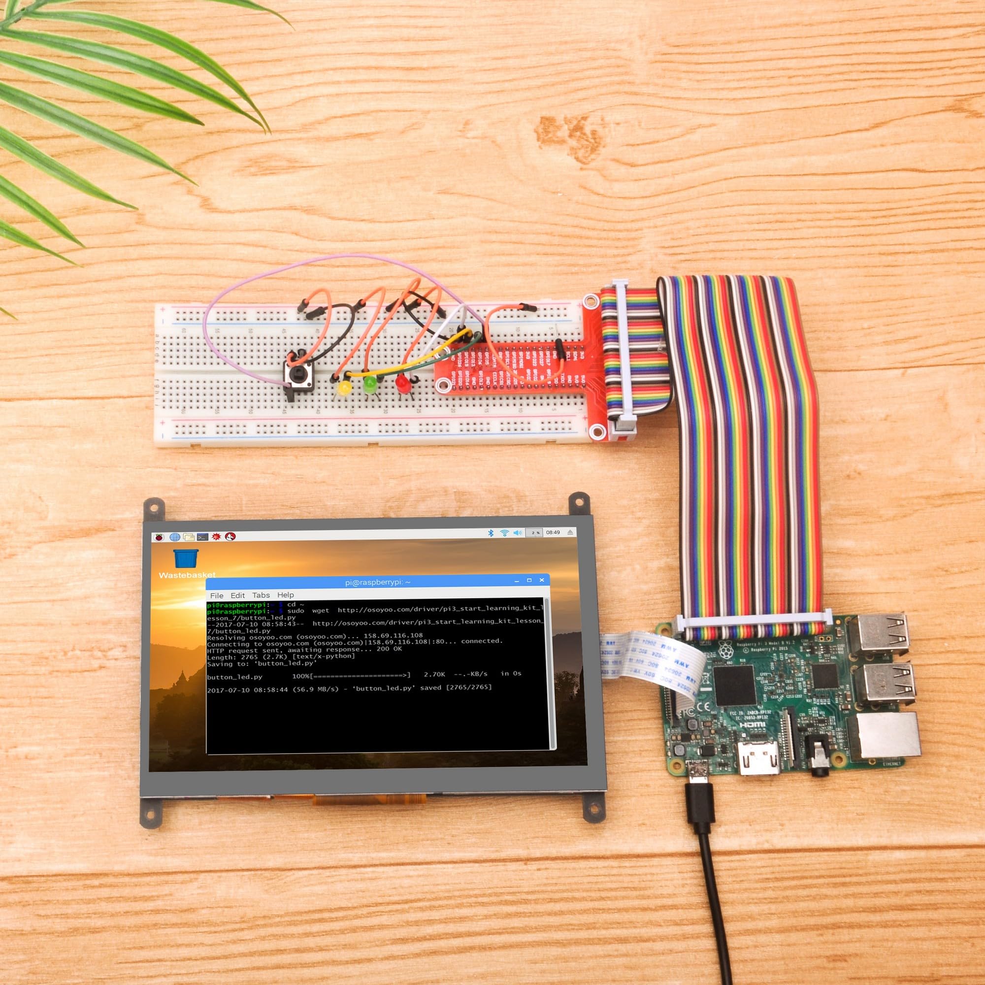 OSOYOO 7 Inch DSI Touch Screen LCD Display 800x480 for Raspberry Pi 5 4 3A 3B+ 2 - Portable Capacitive Touchscreen Monitor with DSI Cable - Great for DIY IOT Circuits and Coding Beginners