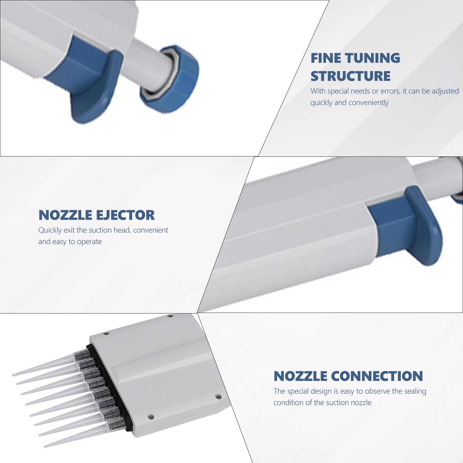 Lab Micropipette Adjustable Volume Pipettor 8-Channel Multichannel Pipett Micro Pipettes Variable Volume Pipettes for Scientific Lab and School 50-300渭l