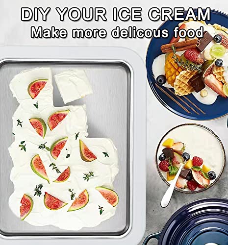 EVATONTT Instant Ice Cream Maker,Cold Plate Rolled Ice Cream Maker with 2 Spatulas,DIY Healthy Ice Cream Frozen Yogurt Gelato Fruit Sorbet for Family Use