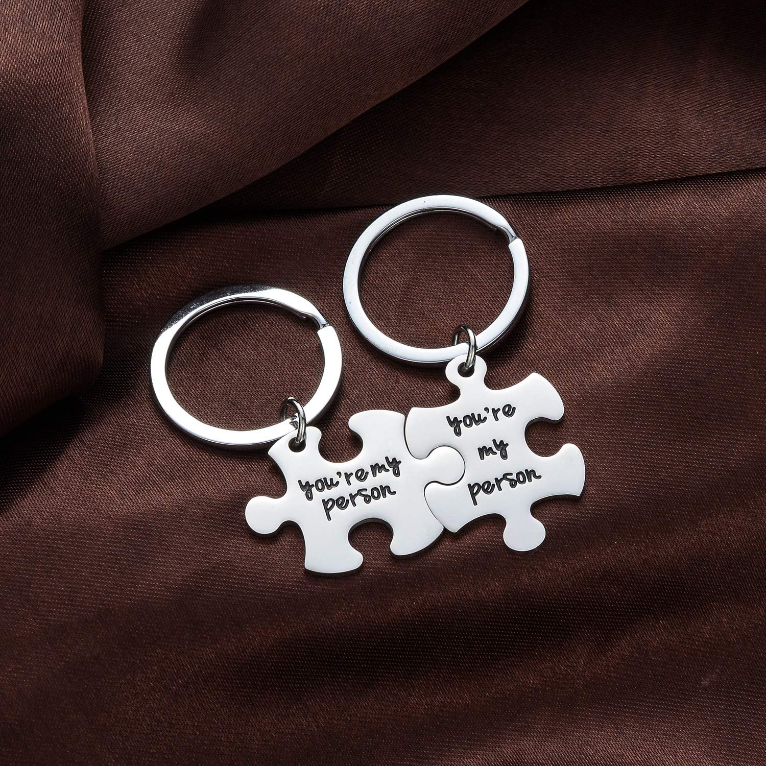 2PC You're My Person Puzzle Stainless Steel Keychain Jewelry Set Valentines Day Best Friend Gift Key Chain