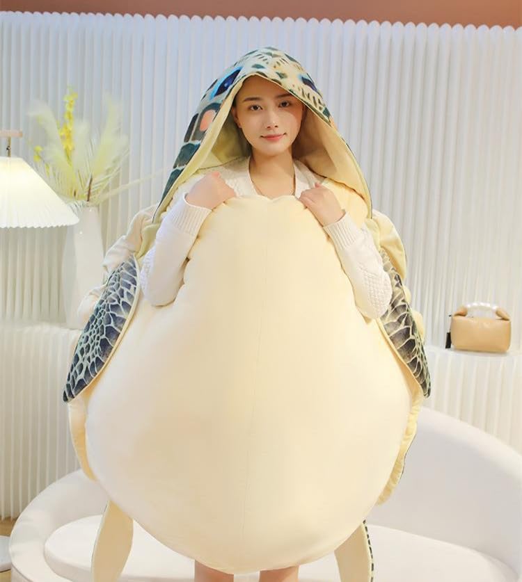 CARTBAE Turtle Shell Stuffed Animal Soft and comfortable Tortoise Plush Pillow Creative Turtle Costume Plush Toy (23.6 in)