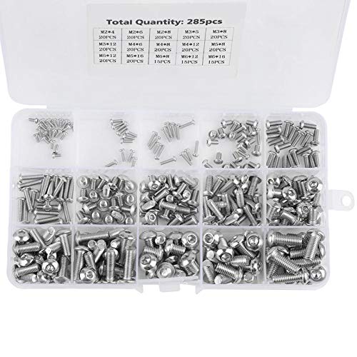 Screw 285Pcs/Set Machine Screw Stainless Steel Screws Set for Laptop/Hard Disk/Keyboard/Phone/PC Fasteners M2/M3/M4/M5/M6