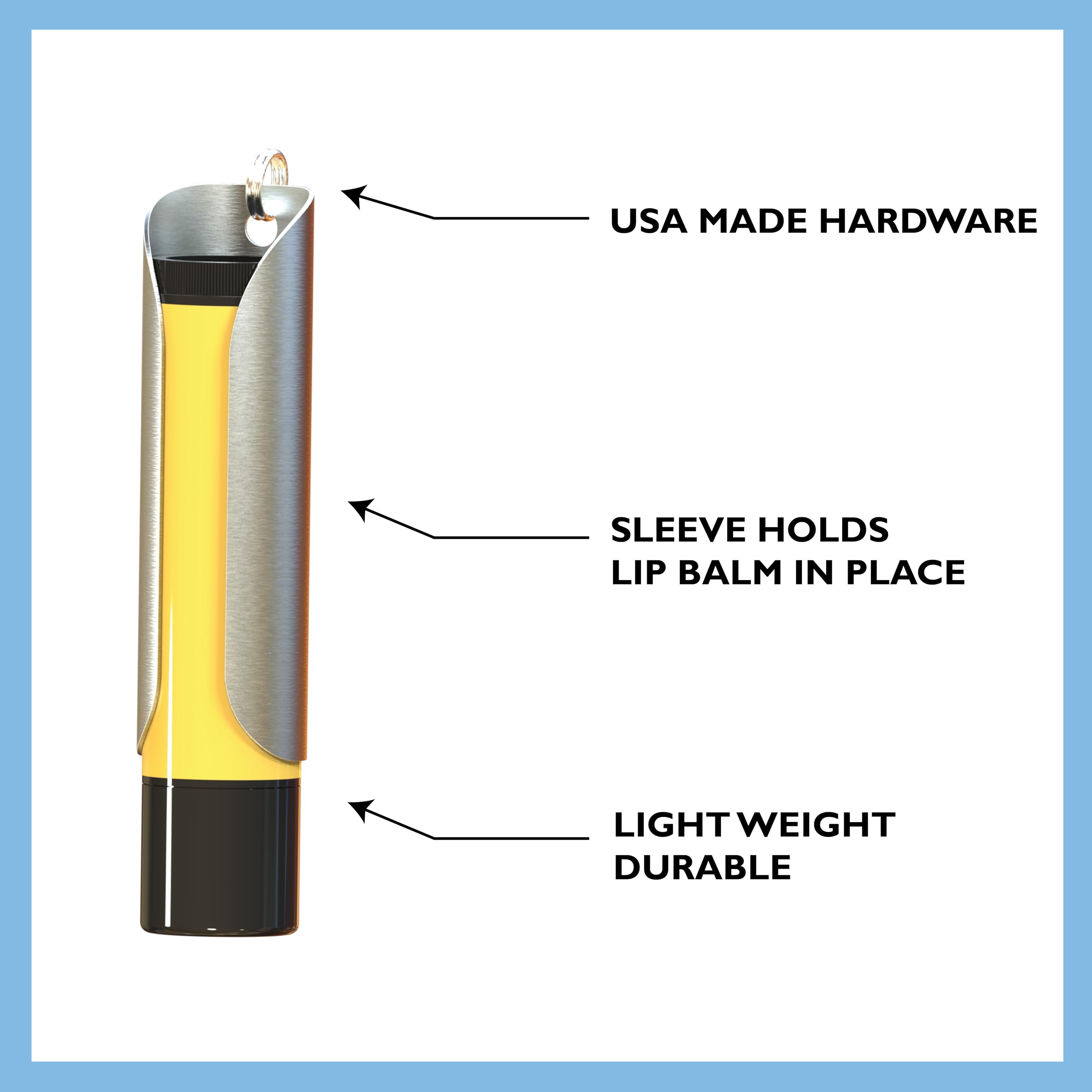 TALLAC HOUSE Stainless Steel Lip Balm Keychain Holder Sleeve with Dial Protection Not Chapstick Brand Compatible