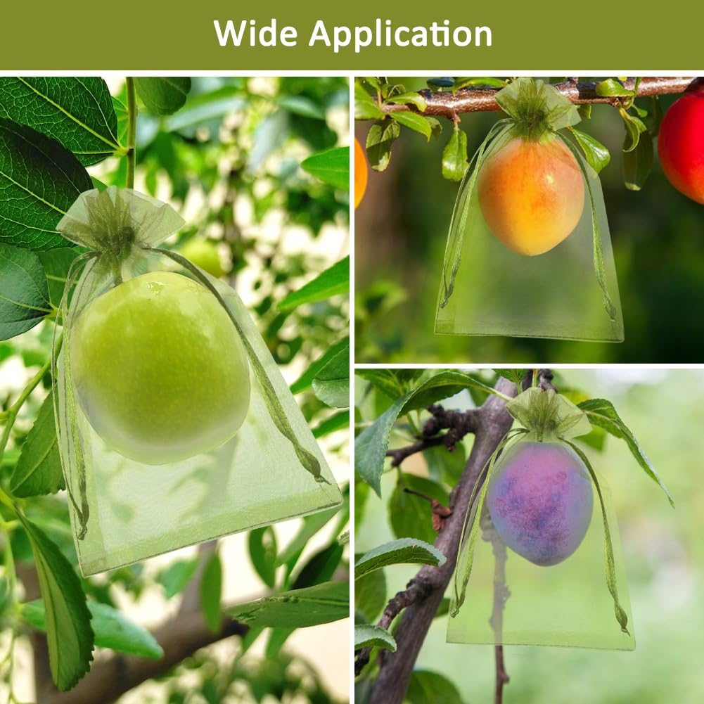YQL 100Pcs 4"x6" Fruit Protection Bags,Fruit Netting Bags,Garden Netting Bags with Drawstring for Protecting Fruits and Vegetables