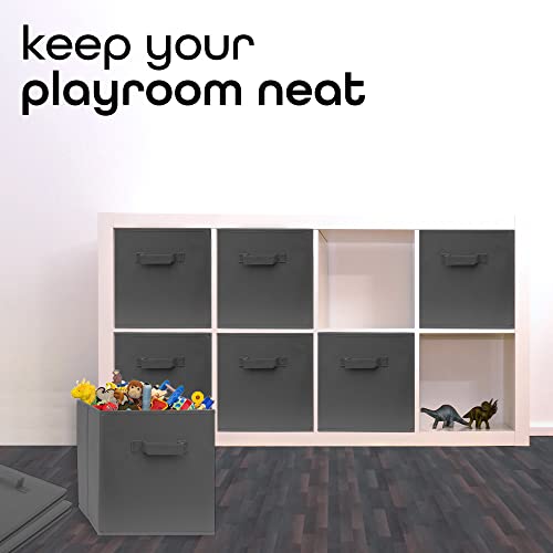 Pomatree Storage Cubes - 11 inch Cube Storage Bins (9 Pack) | Foldable Cubby Organizer Bin for Closet, Clothes and Toys | 2 Reinforced Handles | Fabric Basket Bin (Dark Grey)