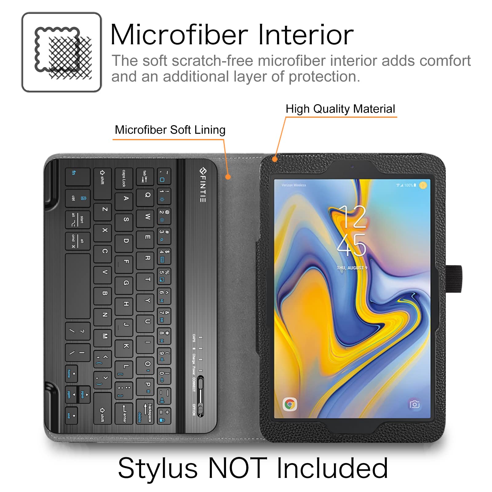 Fintie Folio Keyboard Case for Samsung Galaxy Tab A 8.0 2018 Model SM-T387, Premium PU Leather Stand Cover with Removable Wireless Bluetooth Keyboard, Black