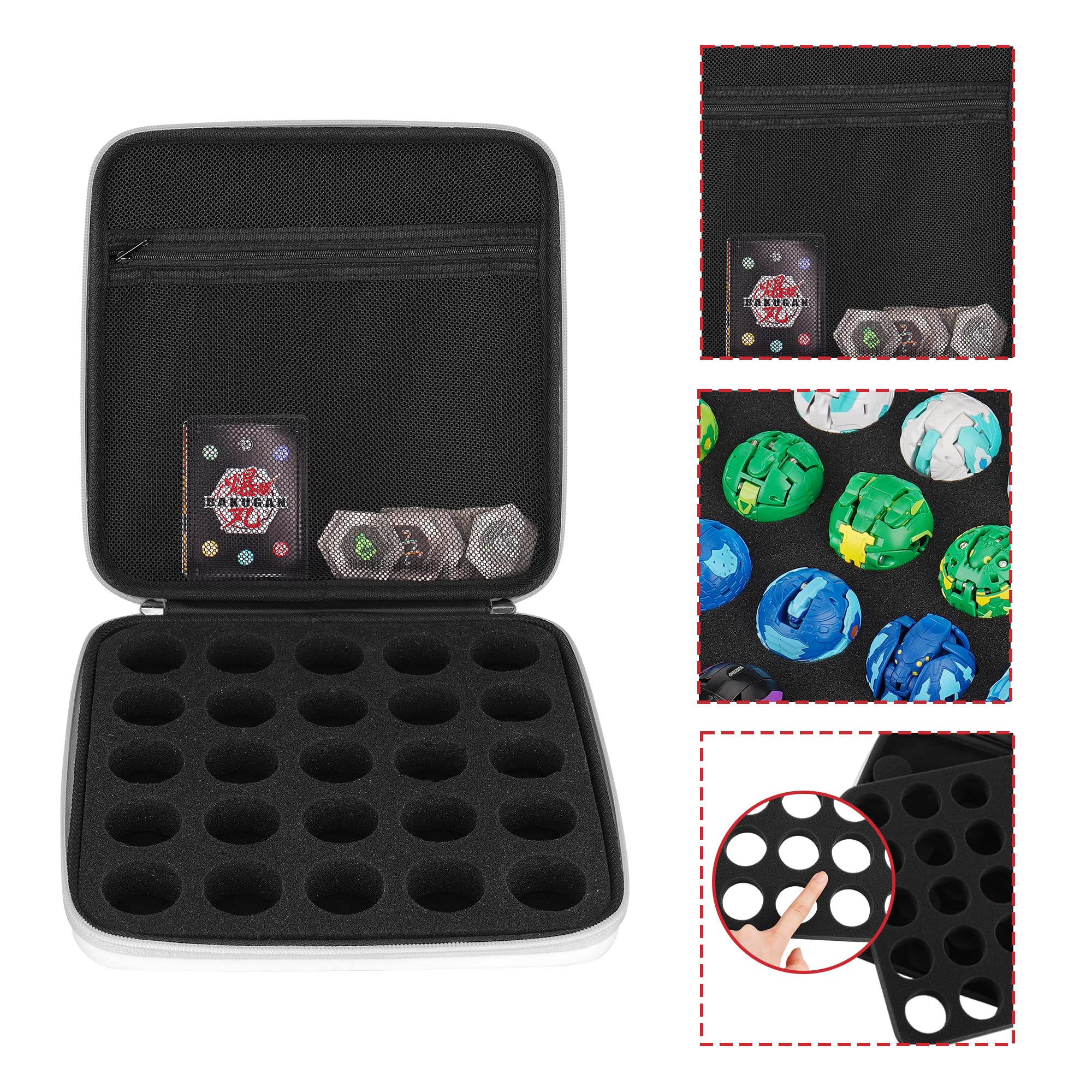 MADCAT Organizer Case Compatible with Bakugan Battle Planet, BakuCores, Armored Alliance, Geogan Rising, Toy Organizer Storage Container Holder (25, white)