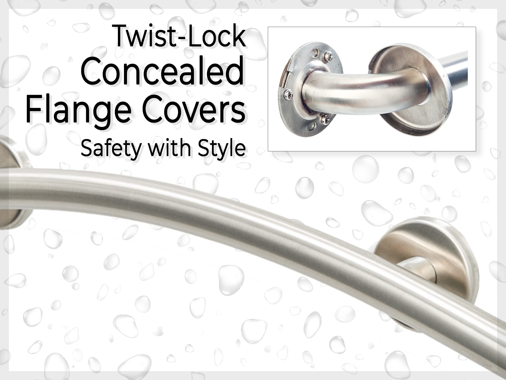 Curved Grab Bar for Bathroom Bathtub Shower Kitchen ADA Safety/304 Stainless/Brush Finish/ 24" x 3"