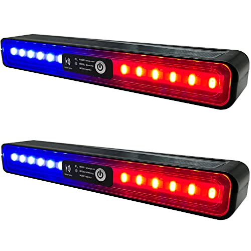 Aolyty Solar Lights Outdoor, 3 Work Modes Solar Strobe Lights Waterproof Wall Light Solar Warning Lights Bright White Light/Red & Blue Light Flashing 2 Pack for Garden Patio Yard Front Door Home