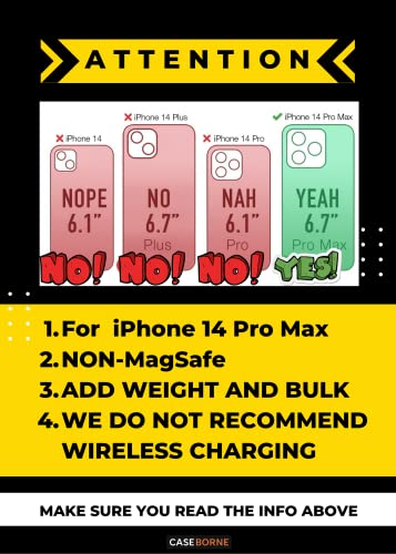 CaseBorne V Compatible with iPhone 14 Pro Max Case - Military Grade Full-Body Rugged with Kickstand and Built-in Screen Protector - Black