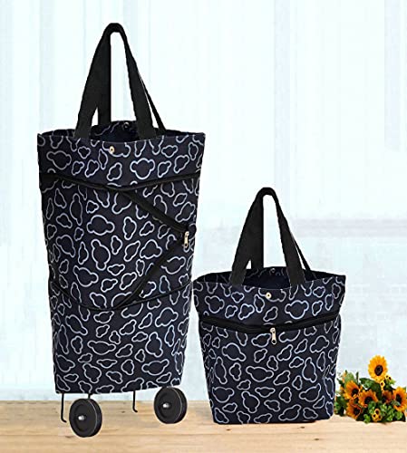 Collapsible Folding Shopping Bag with Wheels Foldable Shopping Cart Reusable Grocery Bags, Trolley Bag on Wheels (B0741YPTV7)
