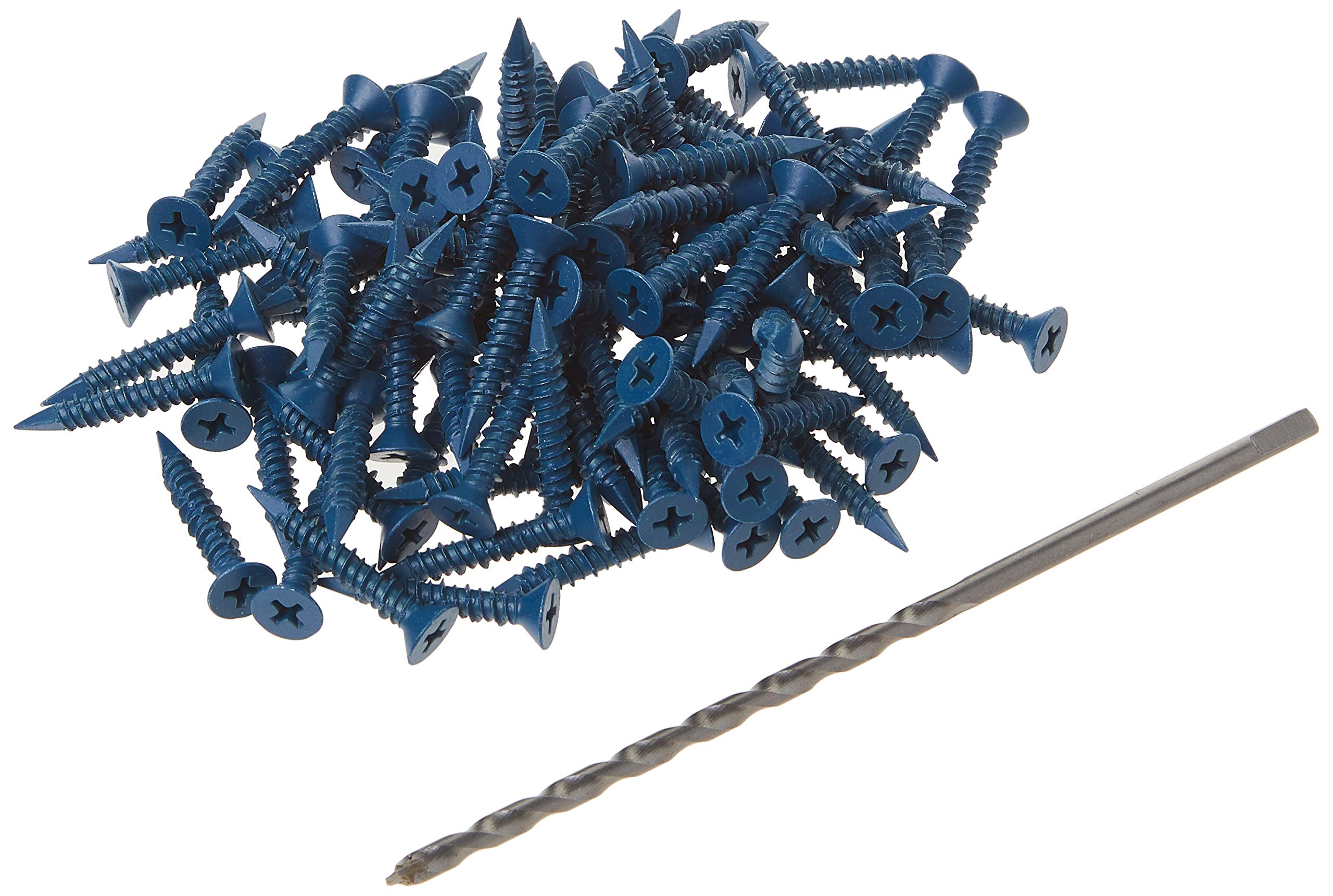 SNUG Fasteners (SNG480) 100 Qty 3/16 x 1-1/4 Flat Head Phillips Diamond Tip Concrete Screws to Anchor Masonry, Block & Brick, Count