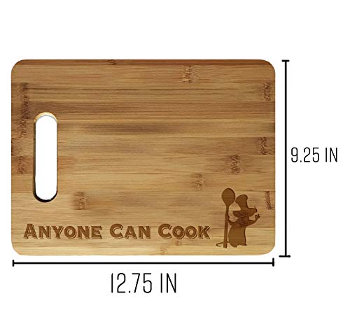 Hat Shark "Anyone Can Cook" Funny Laser Engraved Bamboo Cutting Board - Wedding, Housewarming, Anniversary, Birthday (12.75 x 9.25)