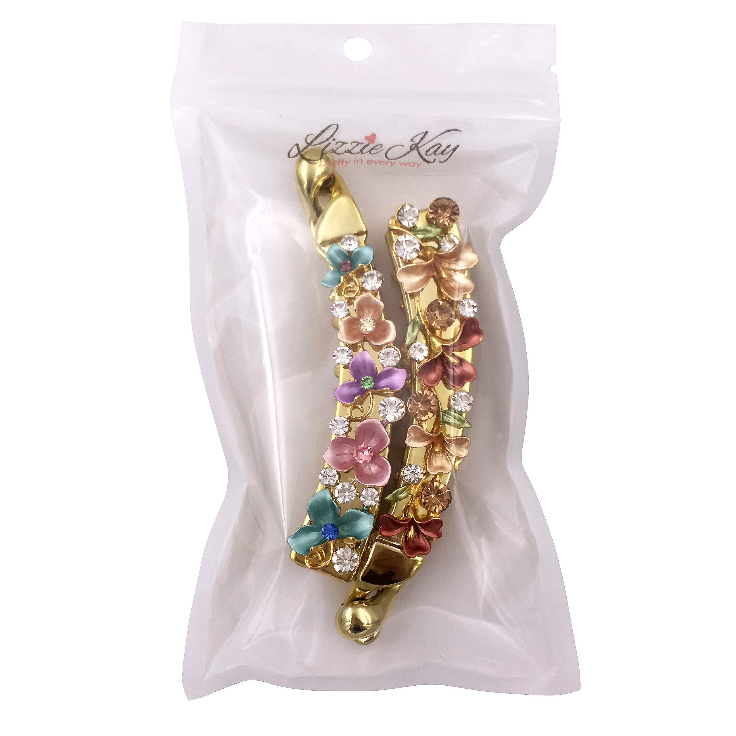 2PCS Floral Rhinestone Banana Hair Clip Claw Ponytail Holder Maker Styling for Women