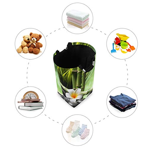 ALAZA Hipster Zen Basalt Stones Bamboo Large Laundry Basket, Collapsible Oxford Fabric Laundry Hamper, Foldable Clothes Tote Bag, Bin Storage Organizer with Handles