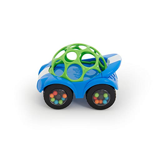 Bright Starts Oball Rattle & Roll Sports Race Car Toy Push and Go Vehicle, Easy Grasp, Ages 3 Months +, Blue