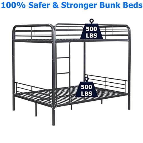 Aooppec Stronger & More Durable Full Over Full Metal Bunk Beds, Heavy Duty Steel Frame Bunk Bed Full Over Full with Ladder & Safety Rails for Kids Adults Teens, Can Be Converted to 2 Beds