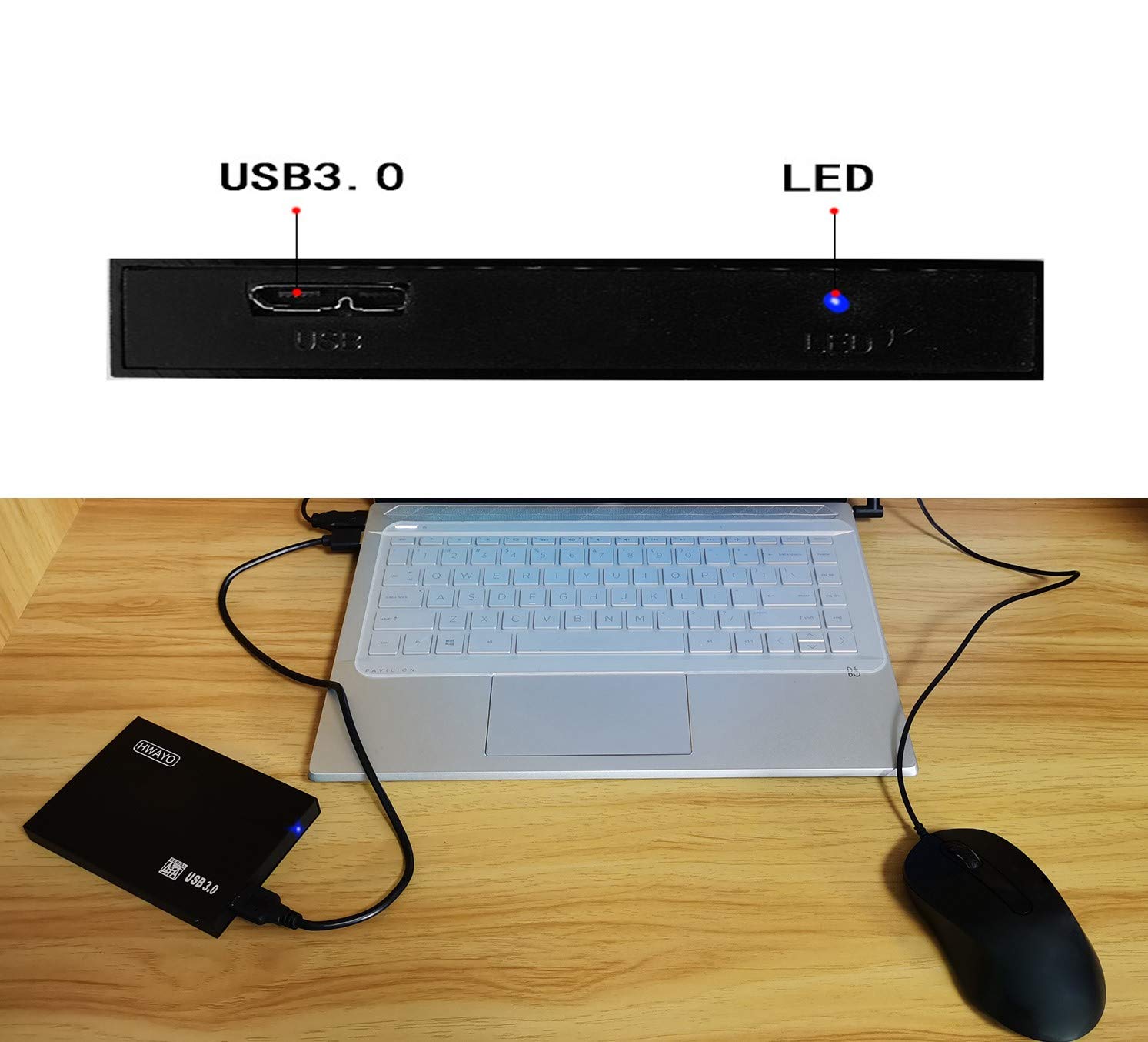 HWAYO 2.5'' 1TB Ultra Slim Portable External Hard Drive USB3.0 HDD Storage for PC/Desktop/Laptop/MacBook/Chromebook/Xbox One (Black)