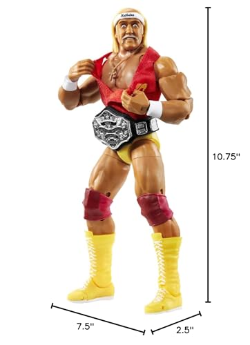 Mattel WWE Ultimate Edition Action Figure & Accessories Set, Hulk Hogan 6-inch Collectible with 30 Articulation Points, Swappable Pieces & Entrance Gear