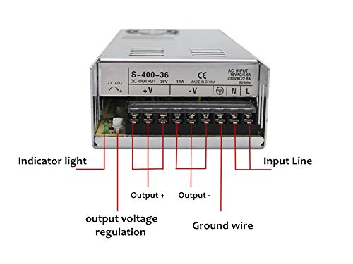 RATTMMOTOR Single Output 400W 36V 11A DC Switching Power Supply Input 115-230V/AC by Switch for LED, Display, Lighting Appliances and Industrial Control Equipment