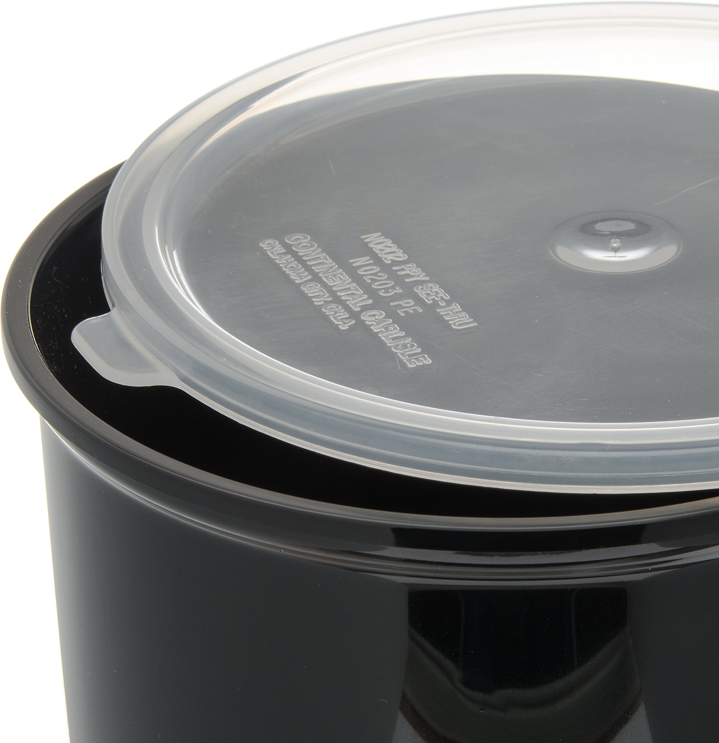 Carlisle FoodService Products Classic Round Storage Container Crock with Lid for Kitchen, Restaurants, Home, Plastic, 2.7 Quarts, Black