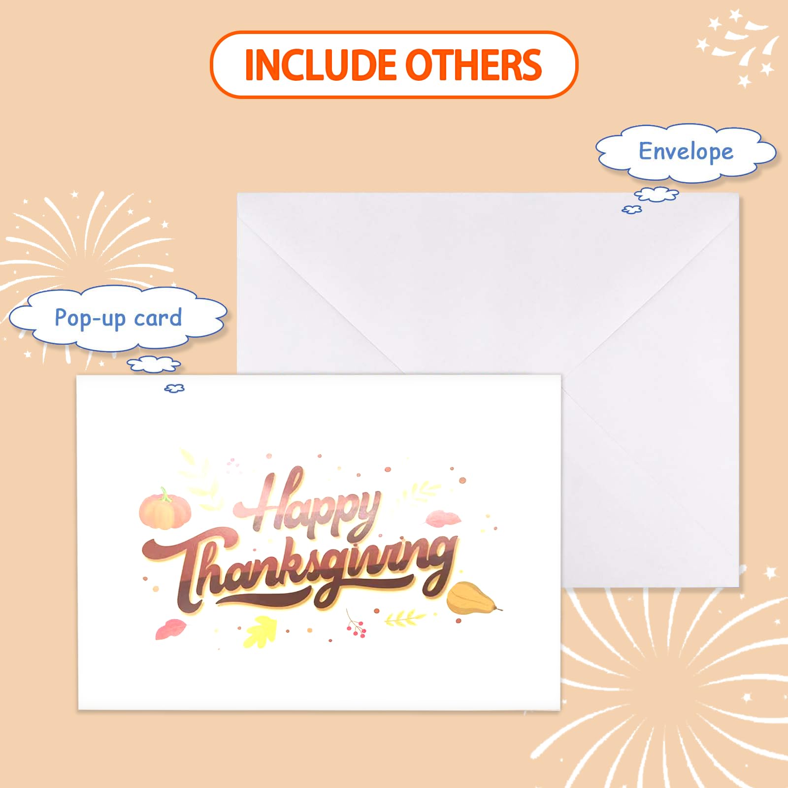 DTESL 3D Pop Up Thanksgiving Card with Light and Music, for All Occasion, Fall Card, Thanksgiving Card, Birthday Card, Fall Thank You Card, Happy Holiday Card, with Envelope