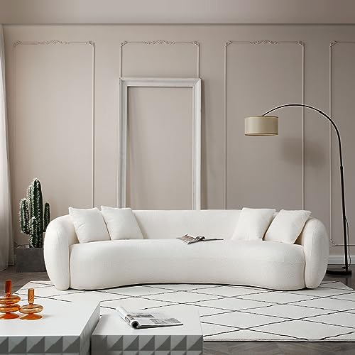 ERYE Modern Half Moon Comfy Sectional Leisure Couch,102" Teddy Fleece Boucle Curved Sofa, Beautiful Freestanding 5 Seats Sofa&Couch for Living Room, Professionally Perfect Shape More Decorative