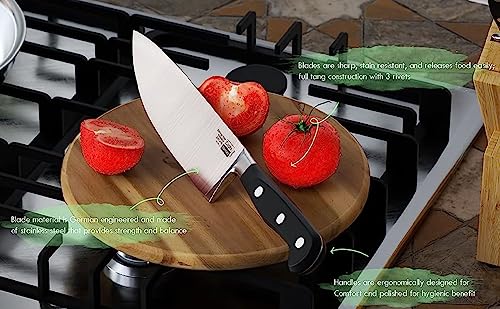 Cooks Standard 6-Piece Stainless Steel Knife Set with Expandable Bamboo Block for Extra Slots