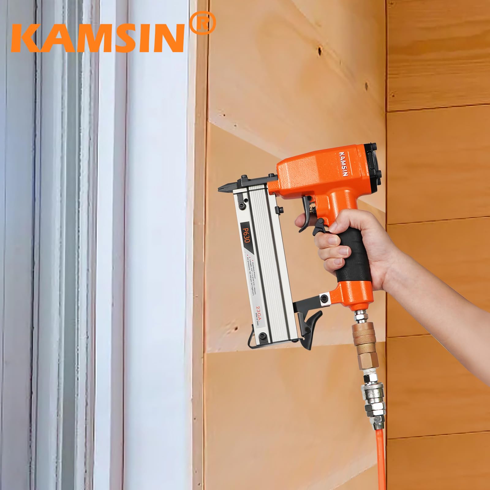 P630 Pneumatic 23 Gauge Pin Nailer Accepts 3/8" to 1-3/16" Pin Nails, Headless Pin Nail Gun with Trigger Safety, Micro Pinner Gun for Assembly and Woodworking Projects