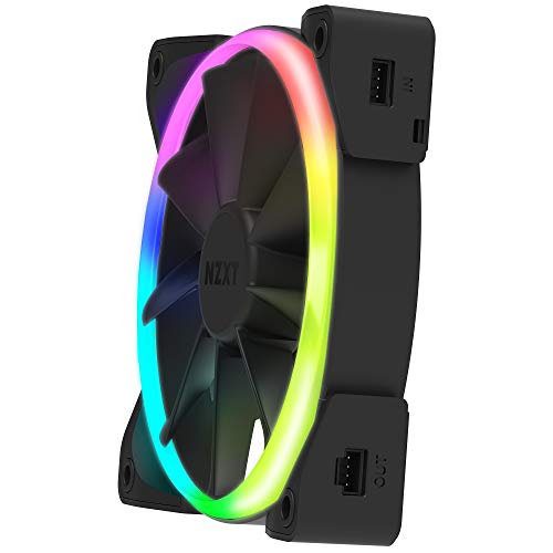 NZXT AER RGB 2-140 mm - HF-28140-B1 - Advanced Lighting Customizations - Winglet Tips - Fluid Dynamic Bearing - LED RGB PWM Fan for NZXT RGB - Single (Lighting Controller Required & NOT Included)