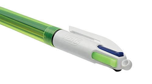 BIC 4 Colours Fluo Ballpoint Pen Black, Blue, Red and Fluorescent Yellow Ink Colours 1 Pack