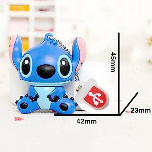 Novelty Stitch Blue Shape Design 16GB USB 2.0 Flash Drive Cute Memory Stick Stitch Thumb Drive Data Storage Pendrive Cartoon Jump Drive Gift (Stitch Blue-16GB)